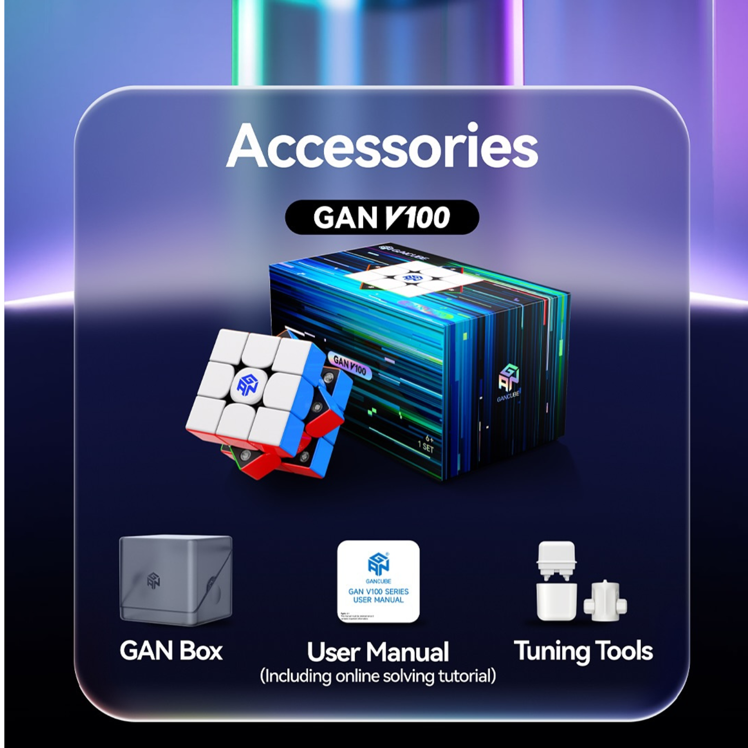 Buy GAN V100 3x3 (Magnetic, MagLev, Core Magnets, UV) Speed Cube Online ...