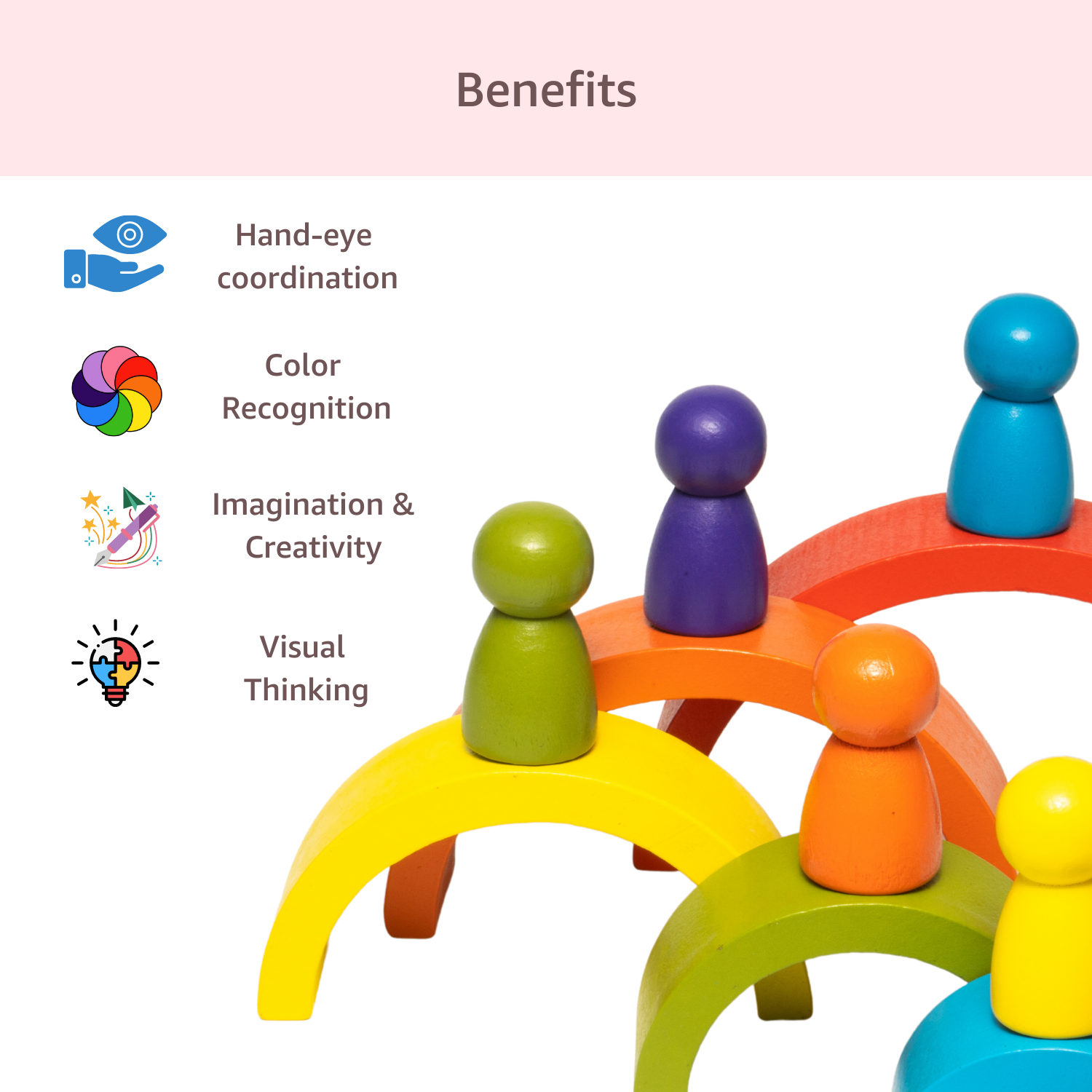 Buy Kreativity Wooden Rainbow Stacker (Mini) Online | Cubelelo