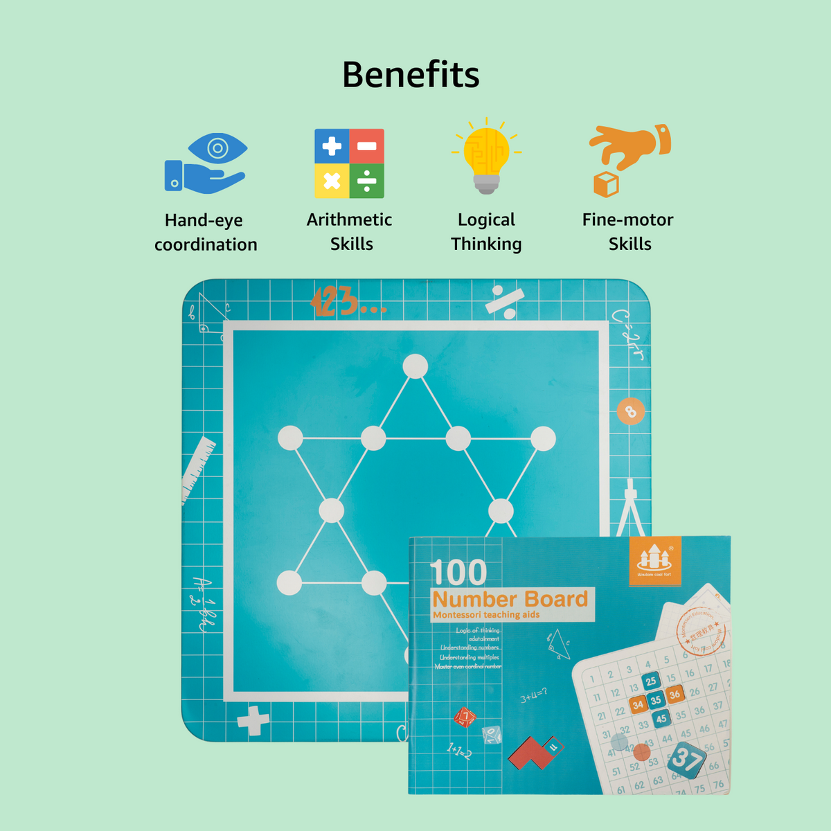 100 Chart For Classroom Hundred Activity Mat Math Learning Set - 1-100 ...